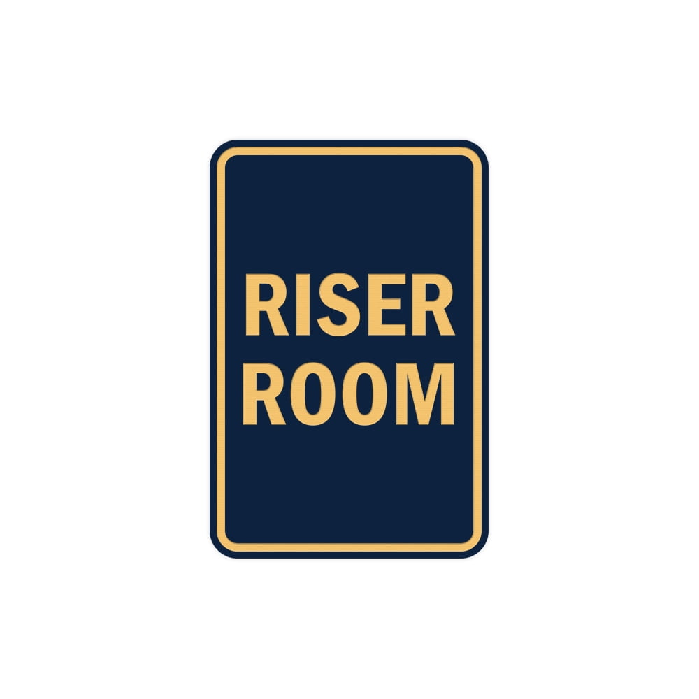 Portrait Round Riser Room Sign (Navy Blue/Gold) - Medium 5" x 7 ...