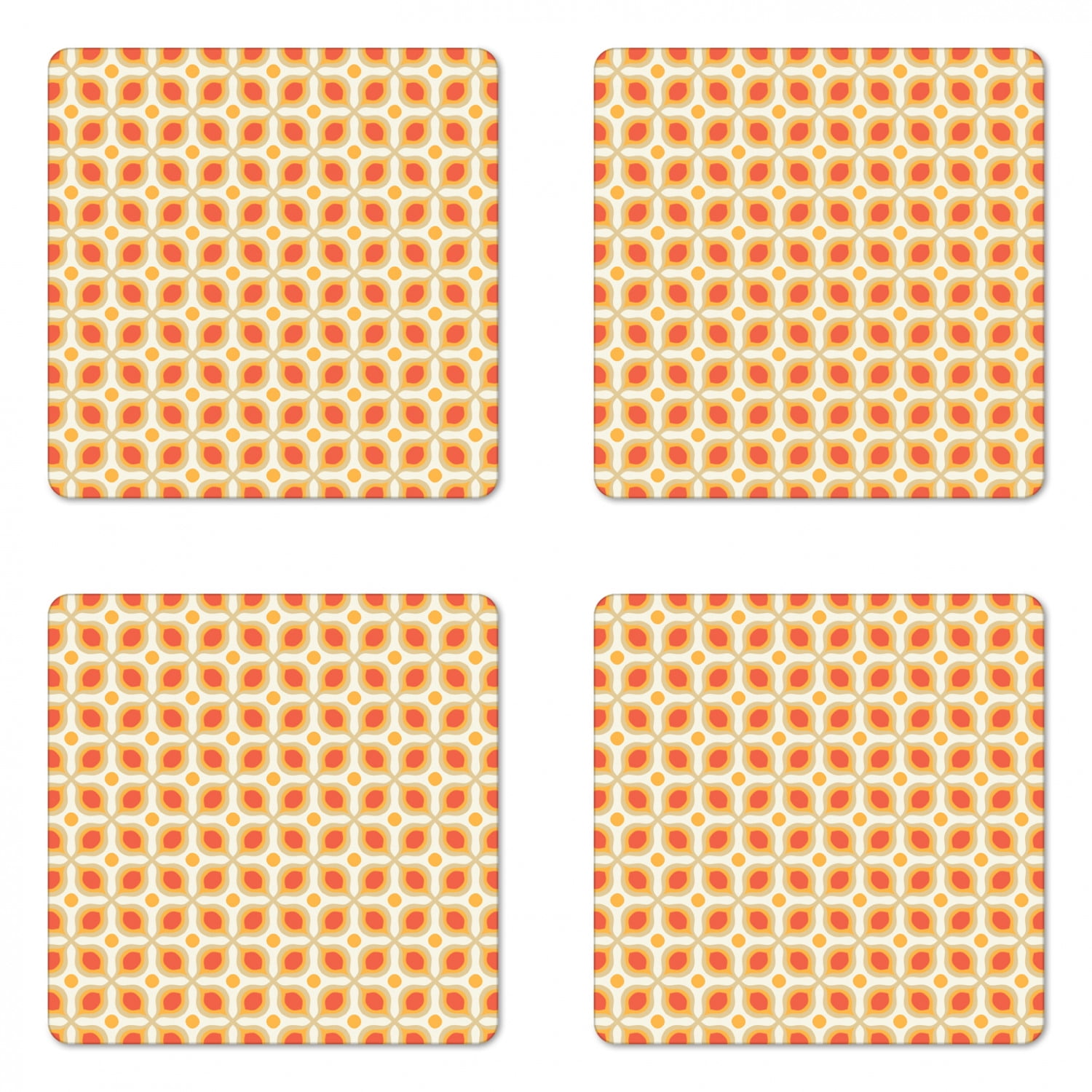 Geometric Coaster Set of 4, Linked Bold Geometric Shapes 70s Vintage ...