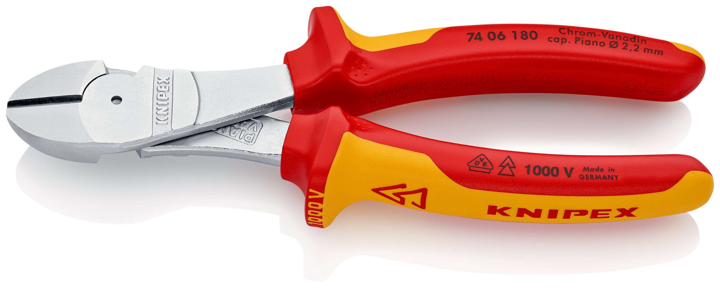 KNIPEX 74 06 180 SB Pinzas de corte diagonal tipo extra fuerte aislados ...