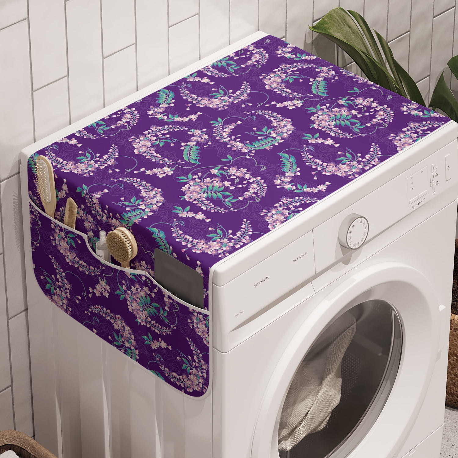 Floral Washing Machine Organizer, Illustration of Japanese Style ...