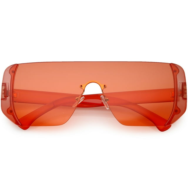 Oversize Rimless Shield Sunglasses Flat Top Mono Block Lens 62mm (Red ...