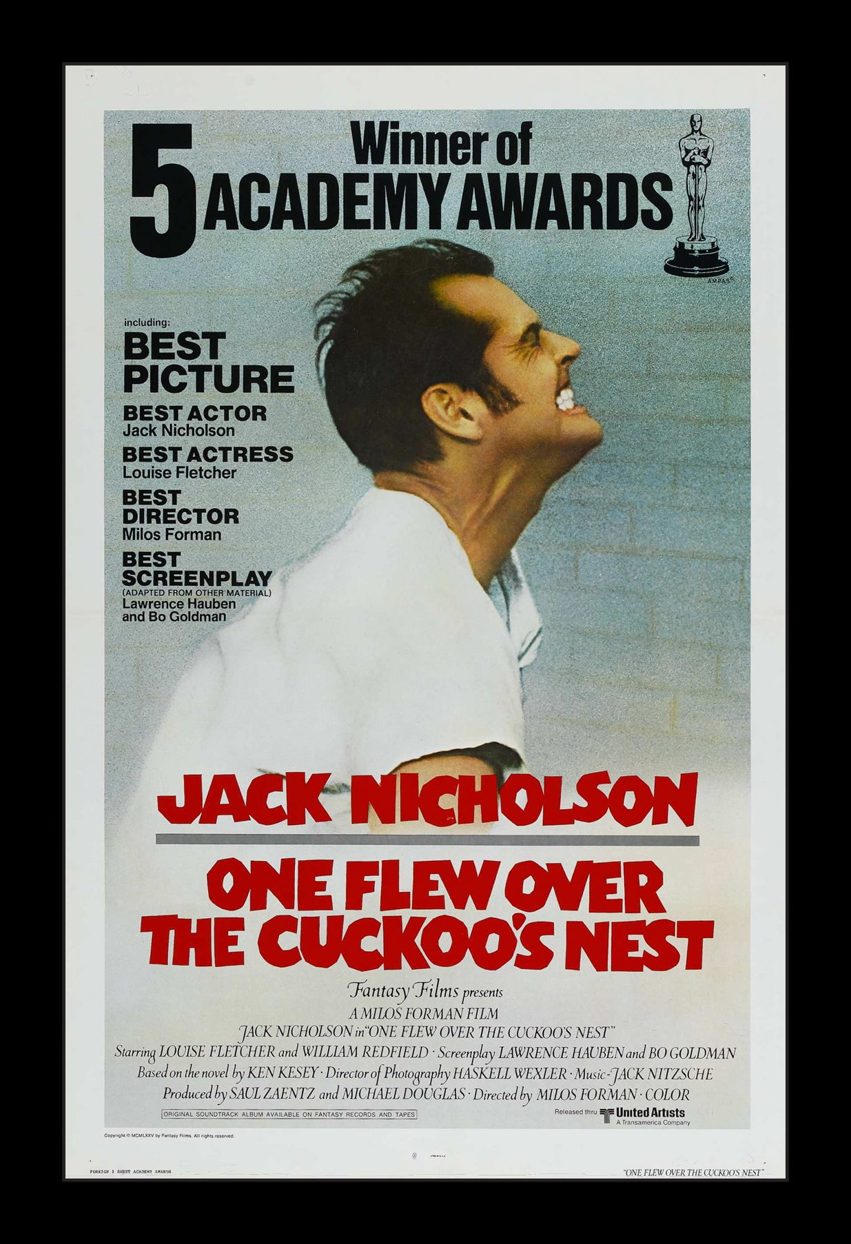 ONE FLEW OVER THE CUCKOO'S NEST - 11x17 Framed Movie Poster - Walmart.com