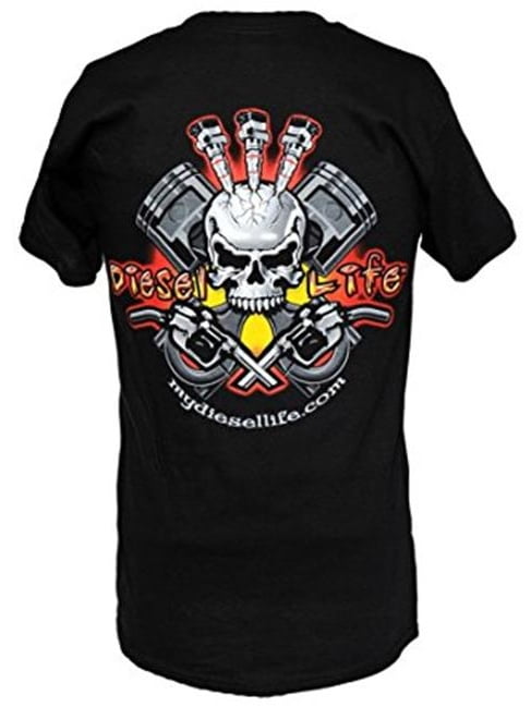 Diesel Life 81601039 Injector Skull Short Sleeve T-Shirt, Black - Extra ...
