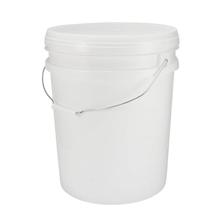 Uxcell Plastic Paint Pail 6.6Gallon/25L Paint Can with Metal Lid, White ...