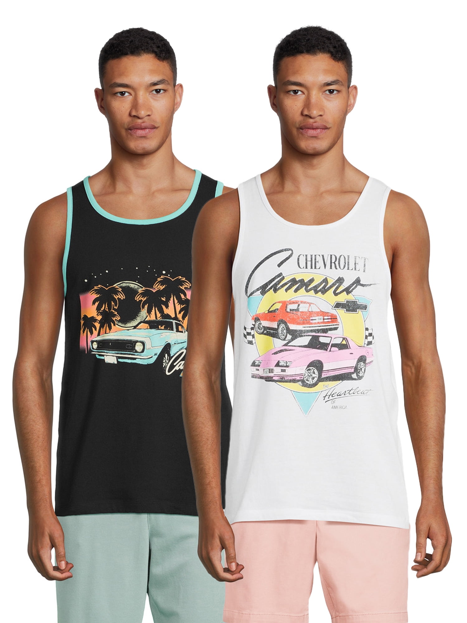 Chevrolet Men's & Big Men's Camaro Graphic Tank Top, 2-Pack, Size S-3XL ...