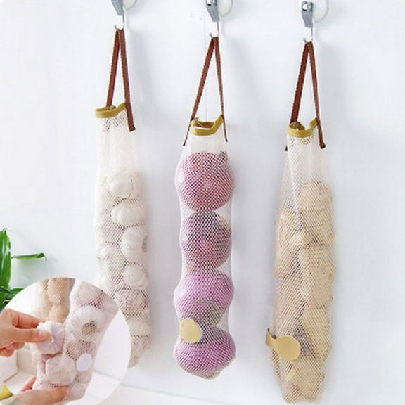 3-Pack Durable Reusable Hanging Mesh Storage Bags for Fruits ...