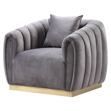 ACME Pyroden Sloped Arm Tufted Accent Chair in Black and Chrome ...