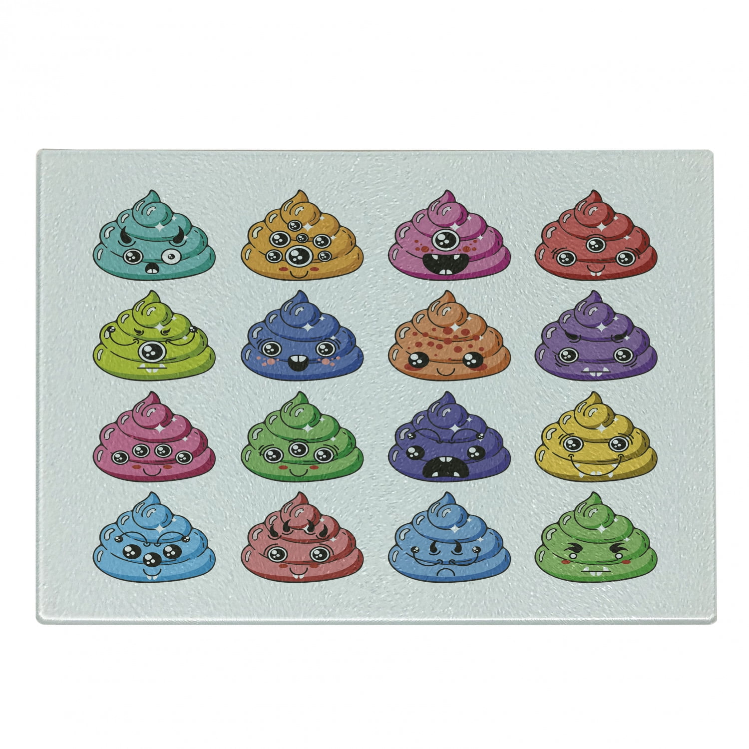 Poop Emoji Cutting Board, Happy Colorful Pattern of Kawaii Style ...