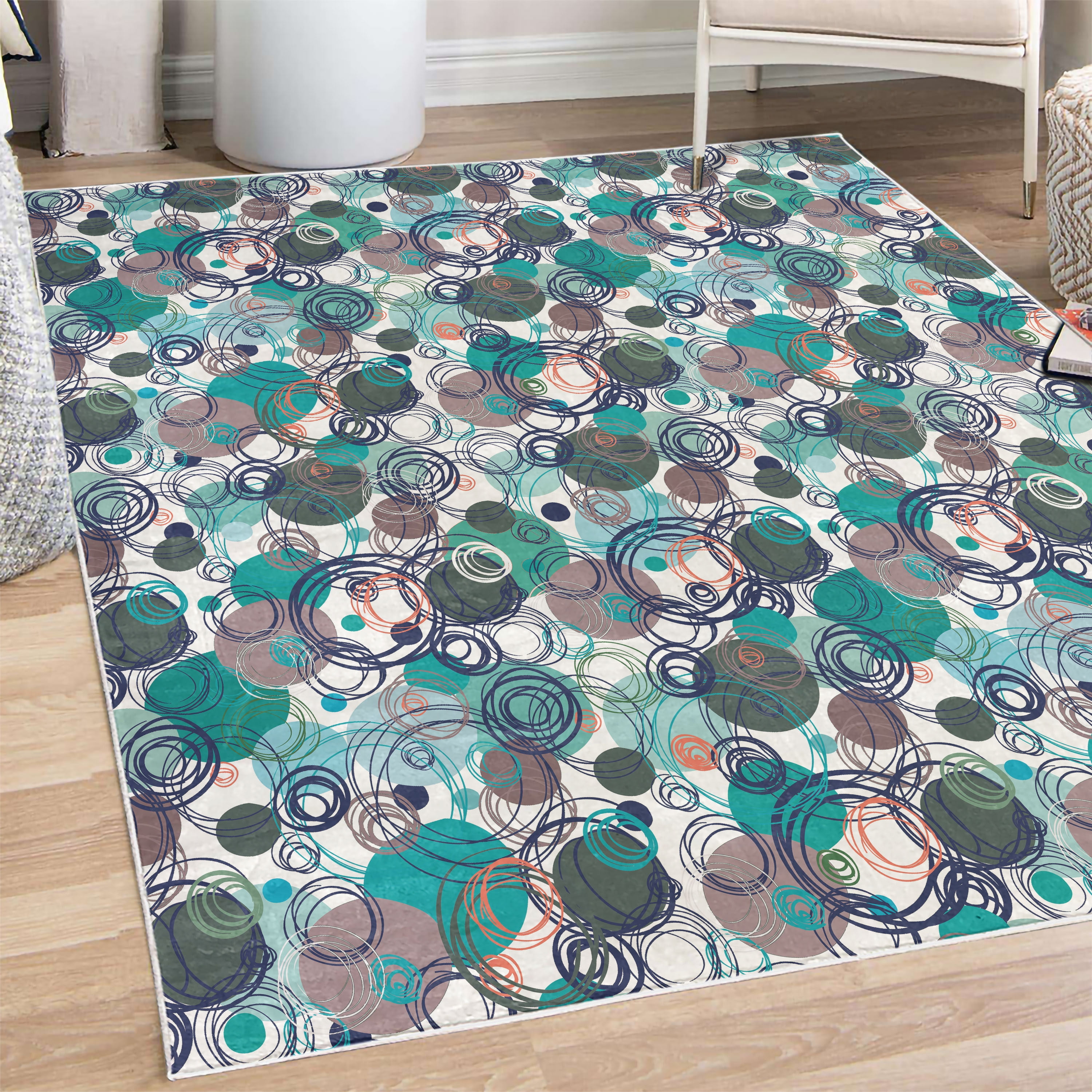Abstract Decorative Rug, Hand Drawn Sketchy Geometrical Retro Modern ...
