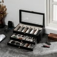 Honiway 3-Layer Knife Display Case, 14.5 x 11 x 4.6 in, Black wood ...