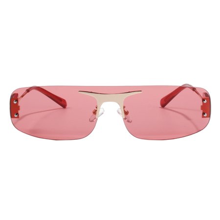 Narrow Rectangle Sunglasses Rimless Small Square Designer Frameless Red ...