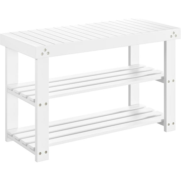 Bamboo Shoe Rack Bench, 3 Tier Sturdy Shoe Organizer, Storage Shoe ...