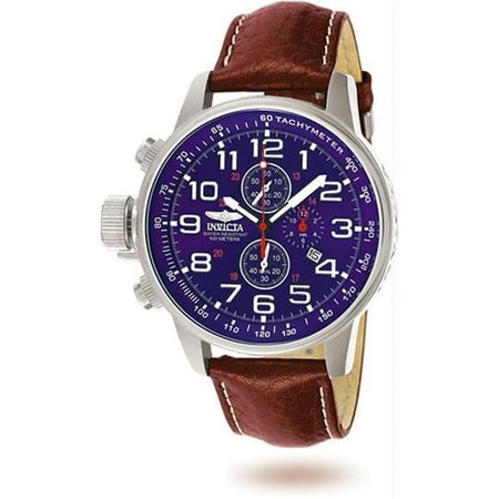 Invicta Mens Stainless Steel Lefty Force Chronograph Blue Dial Leather ...