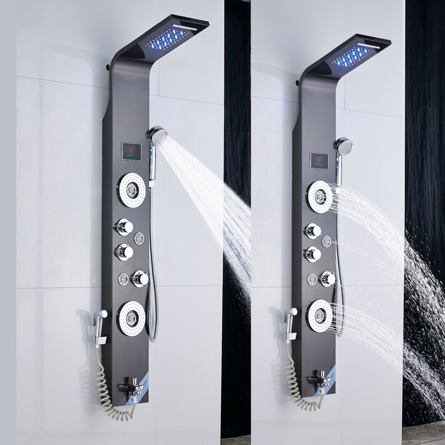 Buy CES Shower Panel Tower System LED Rain Waterfall Shower Column Head ...