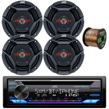 JVC KD-T910BTS Single DIN In-Dash CD Player Bluetooth USB AUX AM/FM Radio Receiver Bundle Combo ...