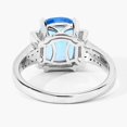 3.50 Ct Cushion Swiss Blue Topaz and Lab Diamond Prong Silver Statement ...
