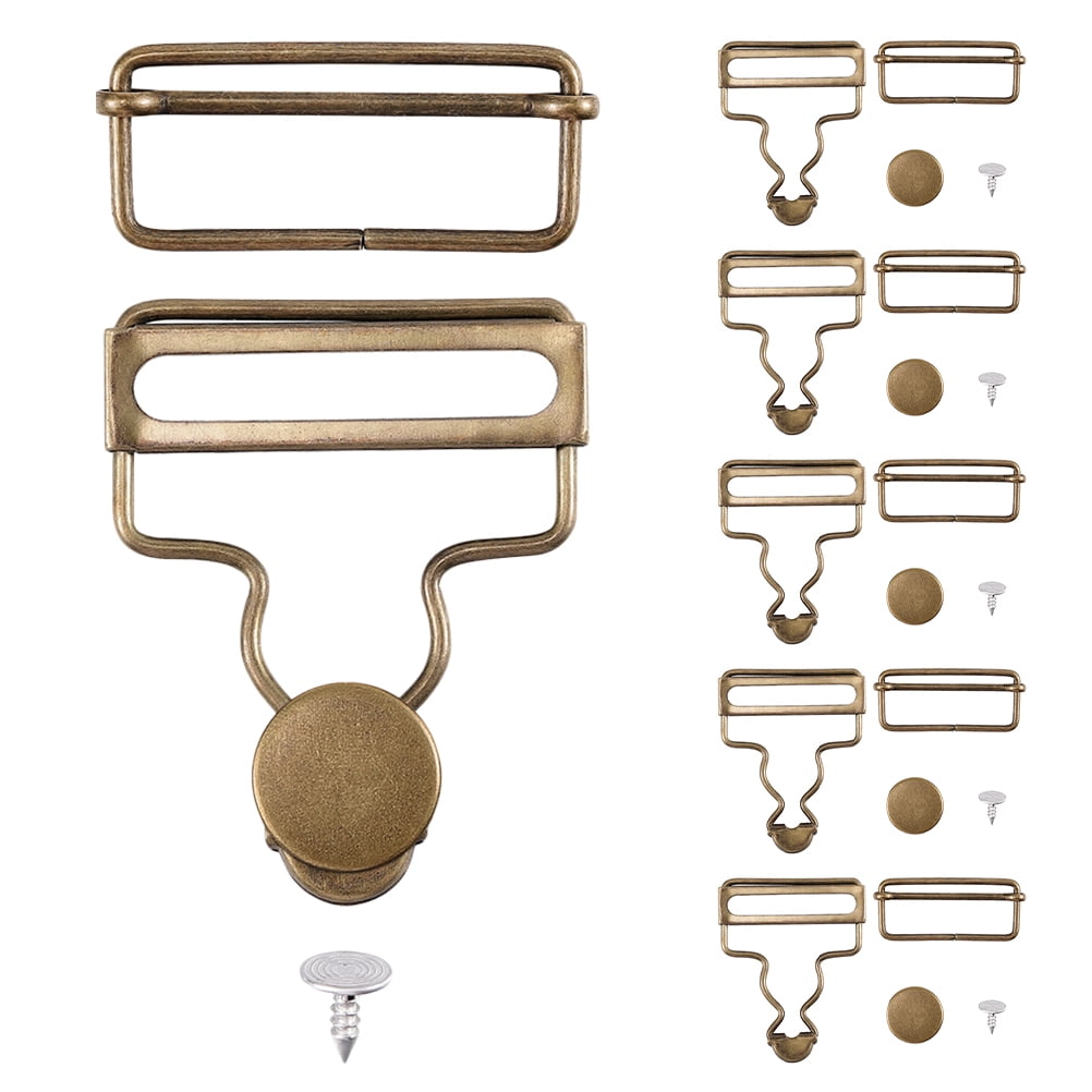 Alvinma Hemoton 6 Sets Metal Adjustable Slide Buckles For Denim Suspenders Overall Buckle Overalls Clips Replacement Suit Accessories 5.80x4.00x0.15cm
