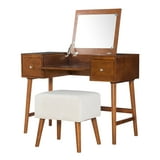 Free Shipping! Linon Walnut Finish Vanity Set with Flip-Top Mirror and ...