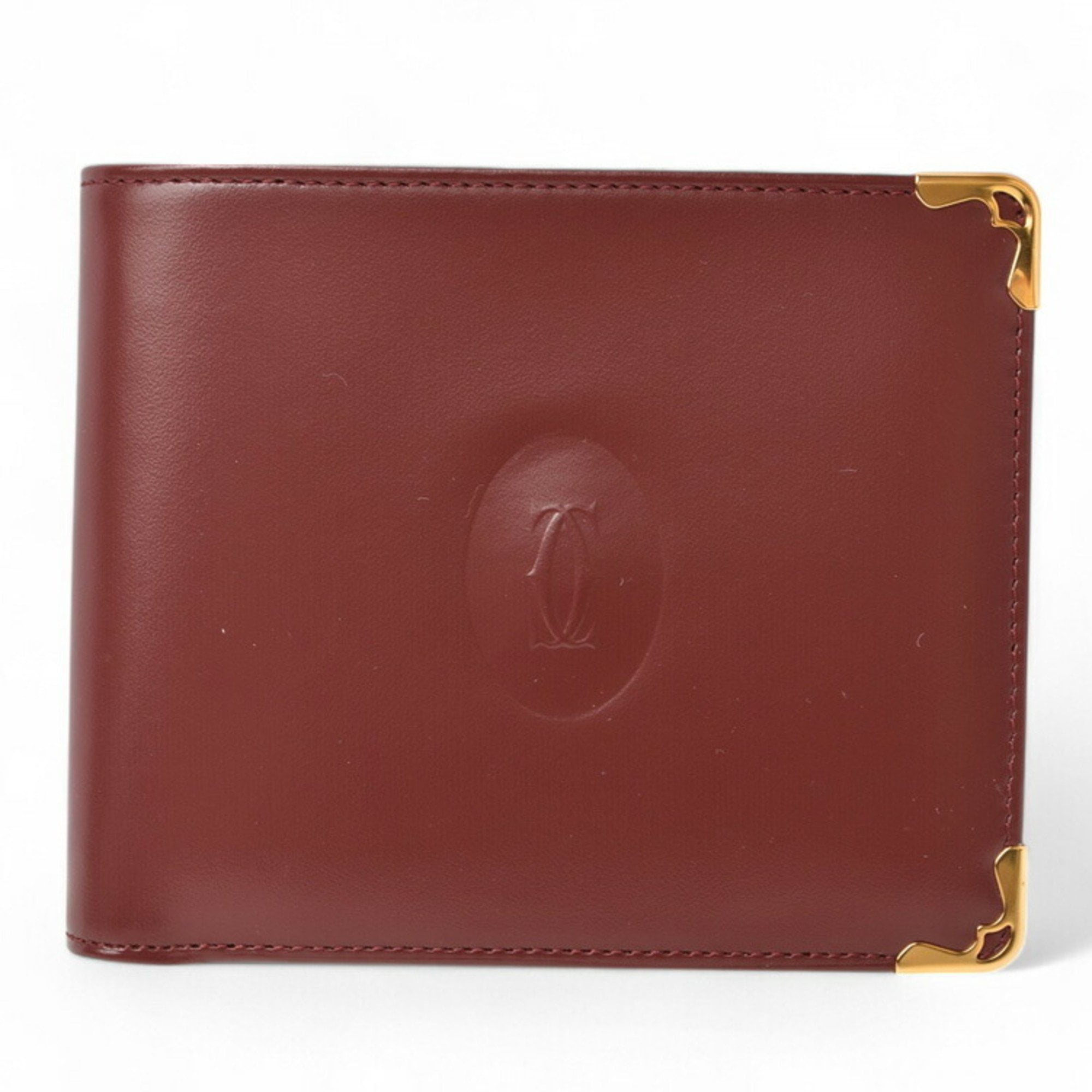 Pre-Owned Cartier Bi-fold Wallet Men's Must de Bordeaux L3000165 ...