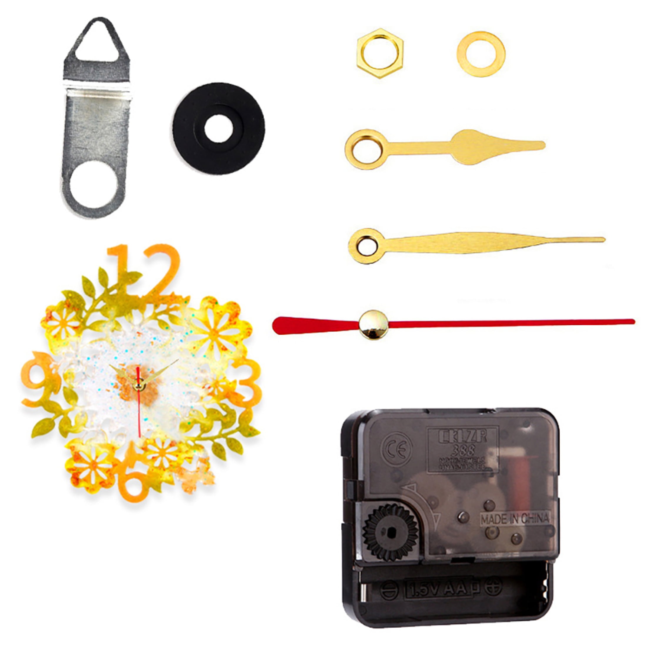 EUBUY DIY Clock Epoxy Resin Silicone Mold Arabic Numeral Flower ...