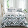 4 Piece Duvet Cover Set Queen, Moroccan Geometric Pattern Soft ...