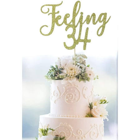 Starsgarden Gold Glitter Feeling 34 Cake Topper HTOOQ Happy 34th ...