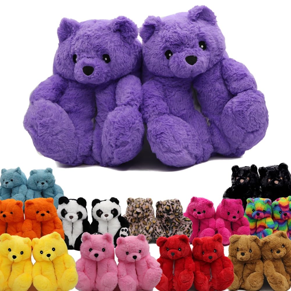 Women's Teddy Bears Slippers, Fuzzy Animal Slippers, Cute House Bear ...
