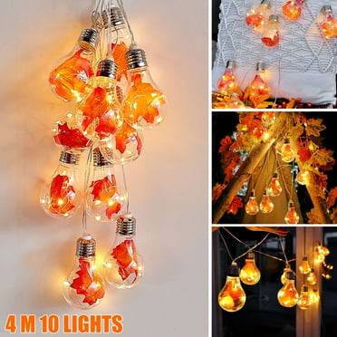 Niyattn Thanksgiving String Lights, Waterproof Pumpkin & Maple Leaf ...