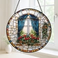 Blooming Floral Window View Stained Glass Suncatcher, Decorative ...