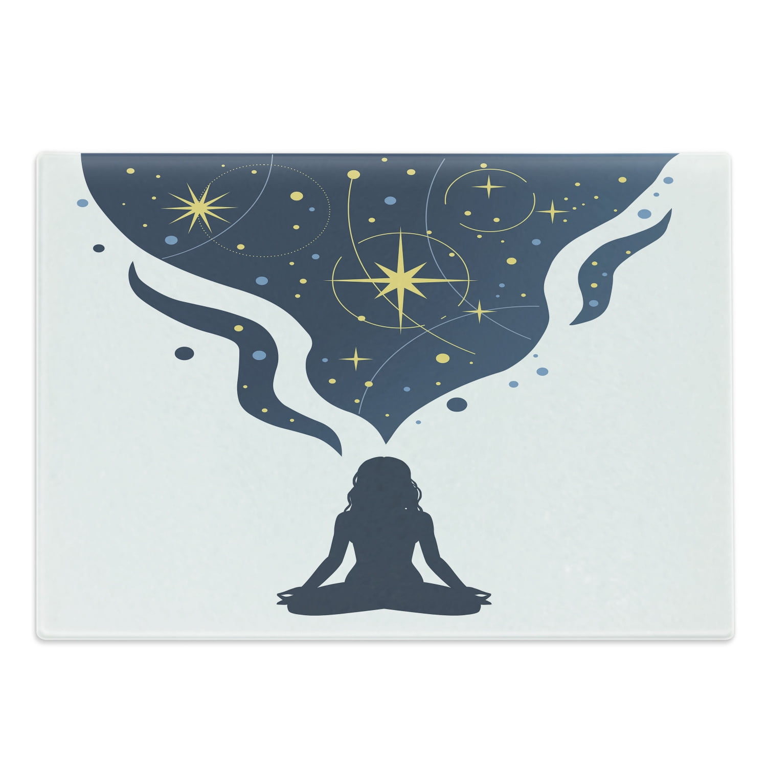 Astral Cutting Board, Lotus Posed Woman Silhouette Abstract Starry ...