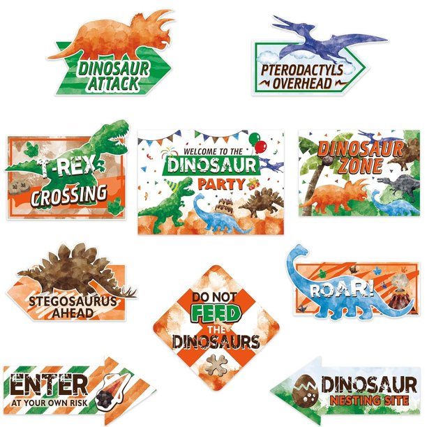 shiyou-Dinosaur Party Decorations - 10 PCS Dinosaur Party Zone Sign ...