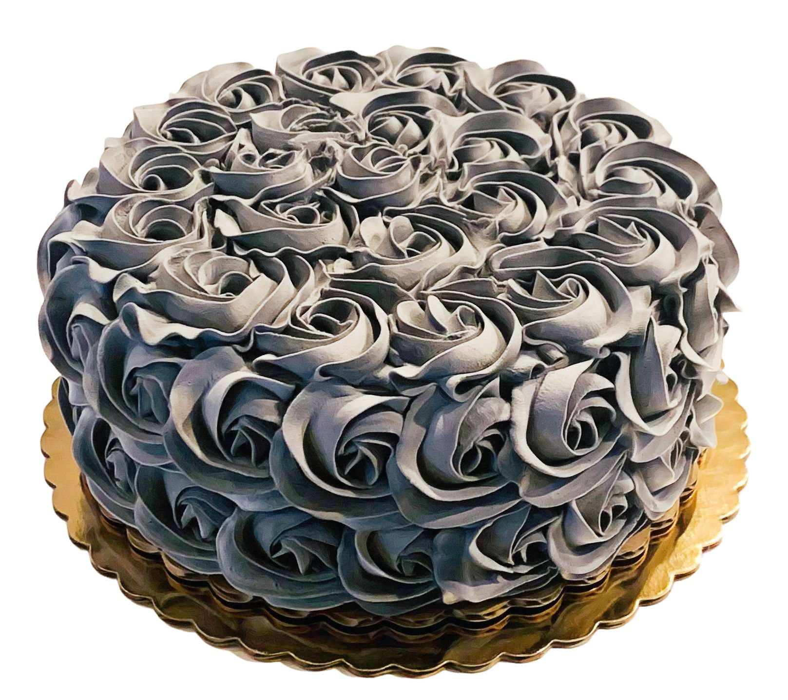DEZICAKES Fake Cake Large Gray Rosette Cake Prop Decoration Dezicakes ...