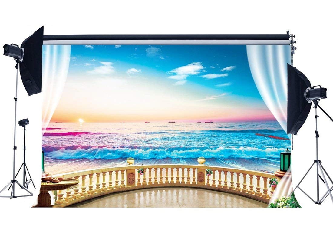 ABPHOTO Polyester 7x5ft Sand Beach Backdrop Tropical Seaside Wedding ...