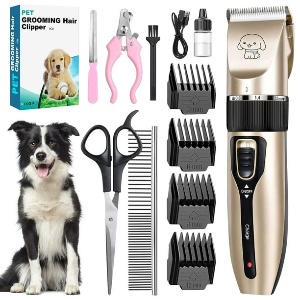 Dog Clippers, Cordless Dog Grooming Kit, Professional Quiet Electric Pets Hair Trimmers ...
