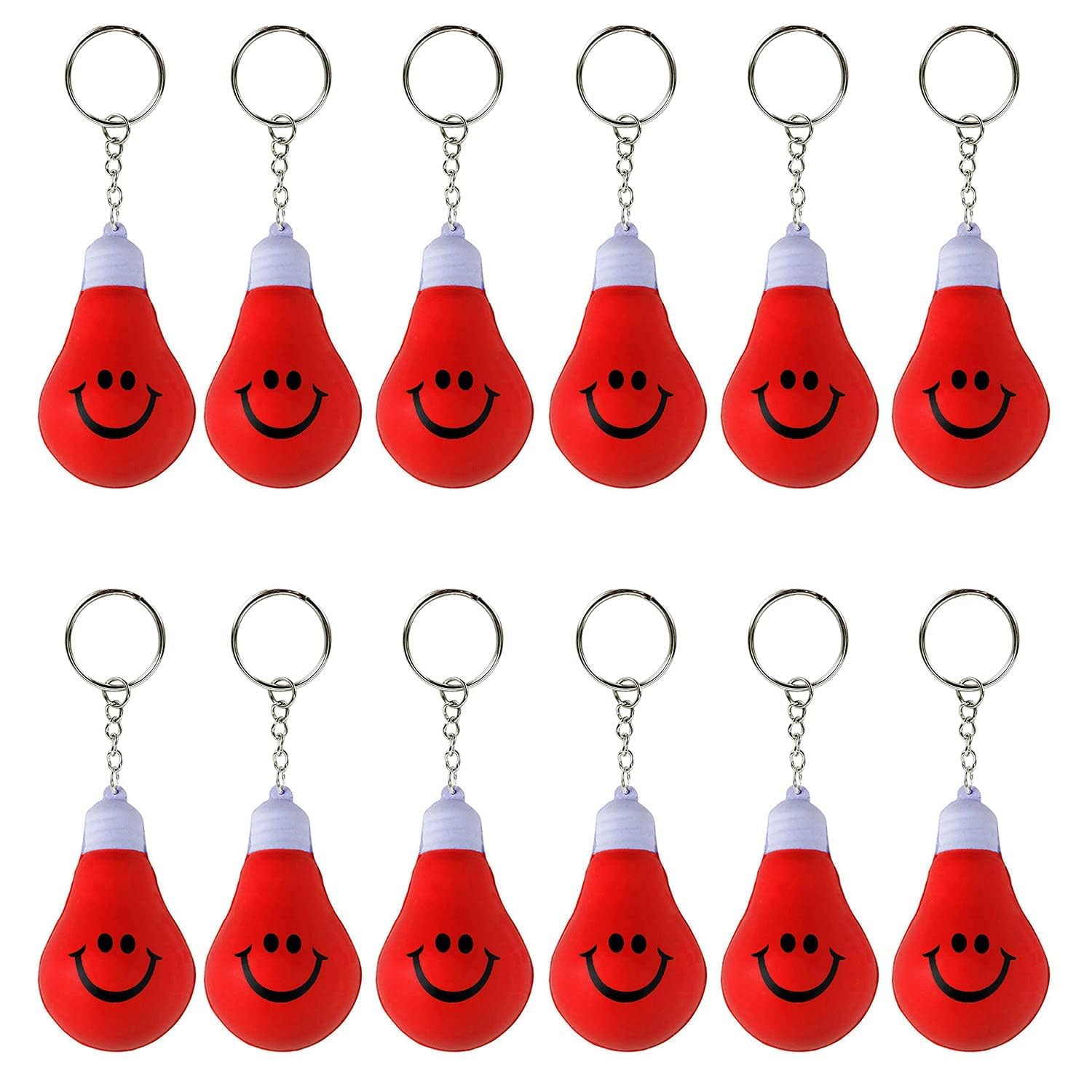 Sweda Smiley Face Key Chain, Stress Relief Light Bulb Shaped Keychain ...