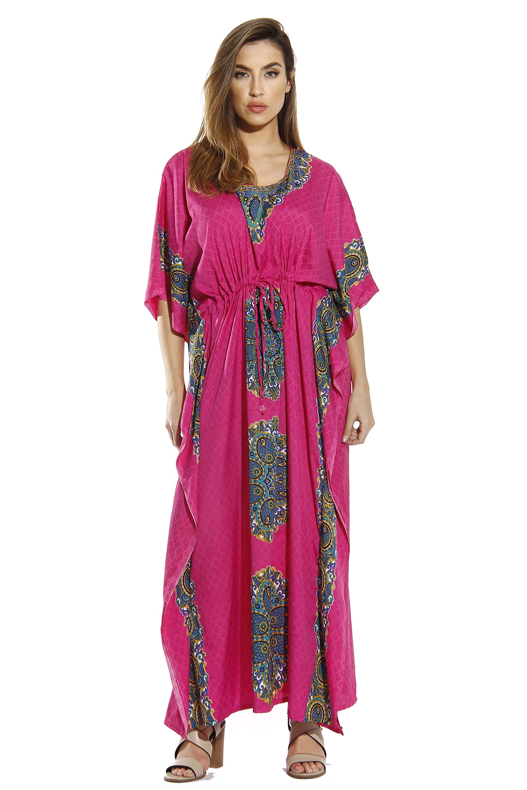 Riviera Sun Maxi Length Cinch Waist Caftan Kaftans for Women (Print 3 ...