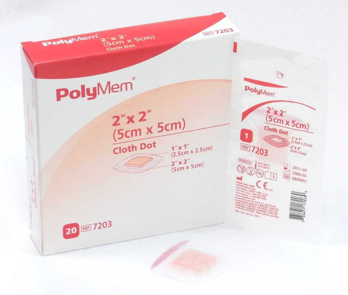 Ferris 7203 PolyMem Cloth Dot Wound Dressing 2 in. x 2 in. Adhesive (1 ...