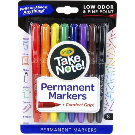 Crayola Take Note Permanent Markers, Fine Point, Assorted Colors ...