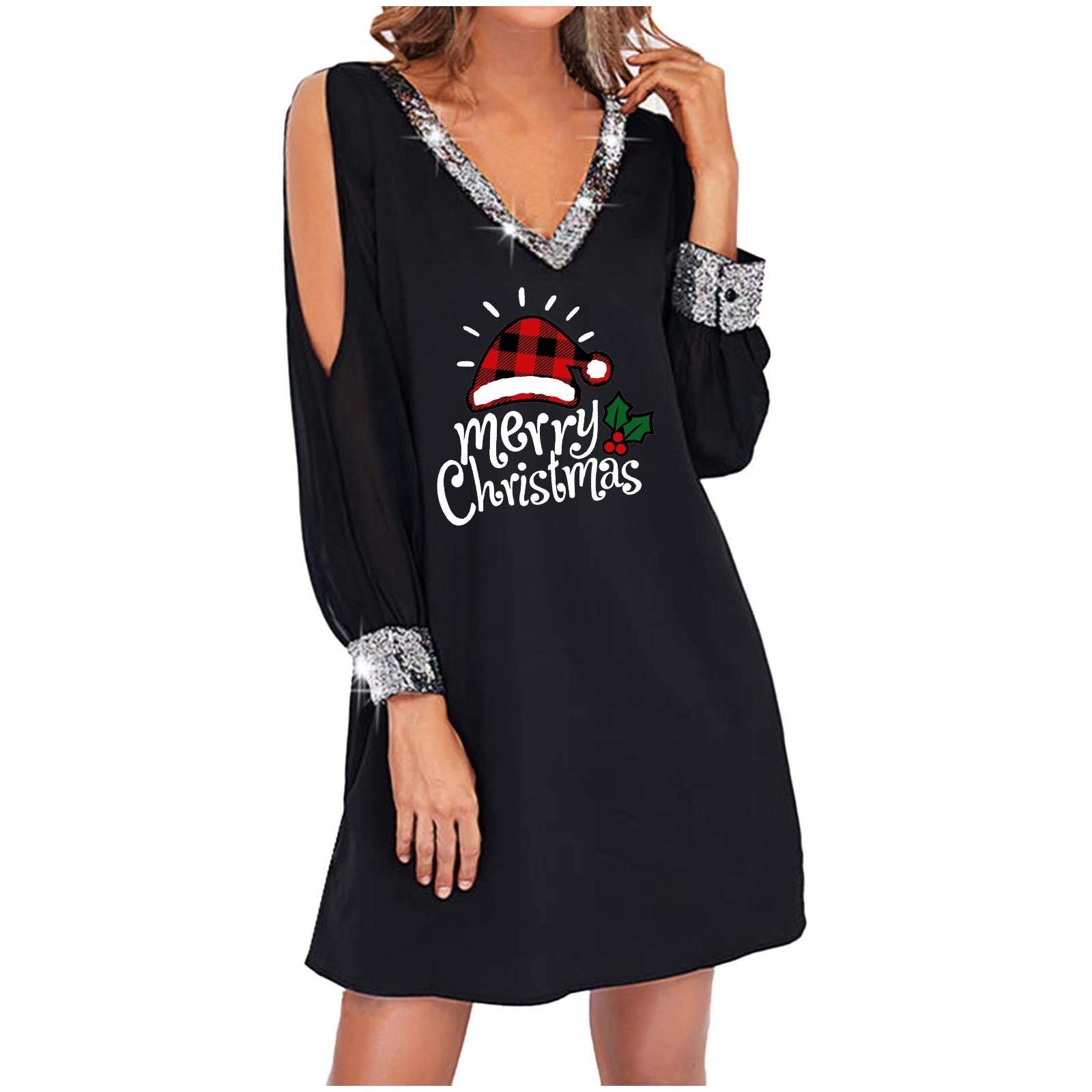 Click here for Pompotops Merry Christmas Women Sexy Casual Print... prices