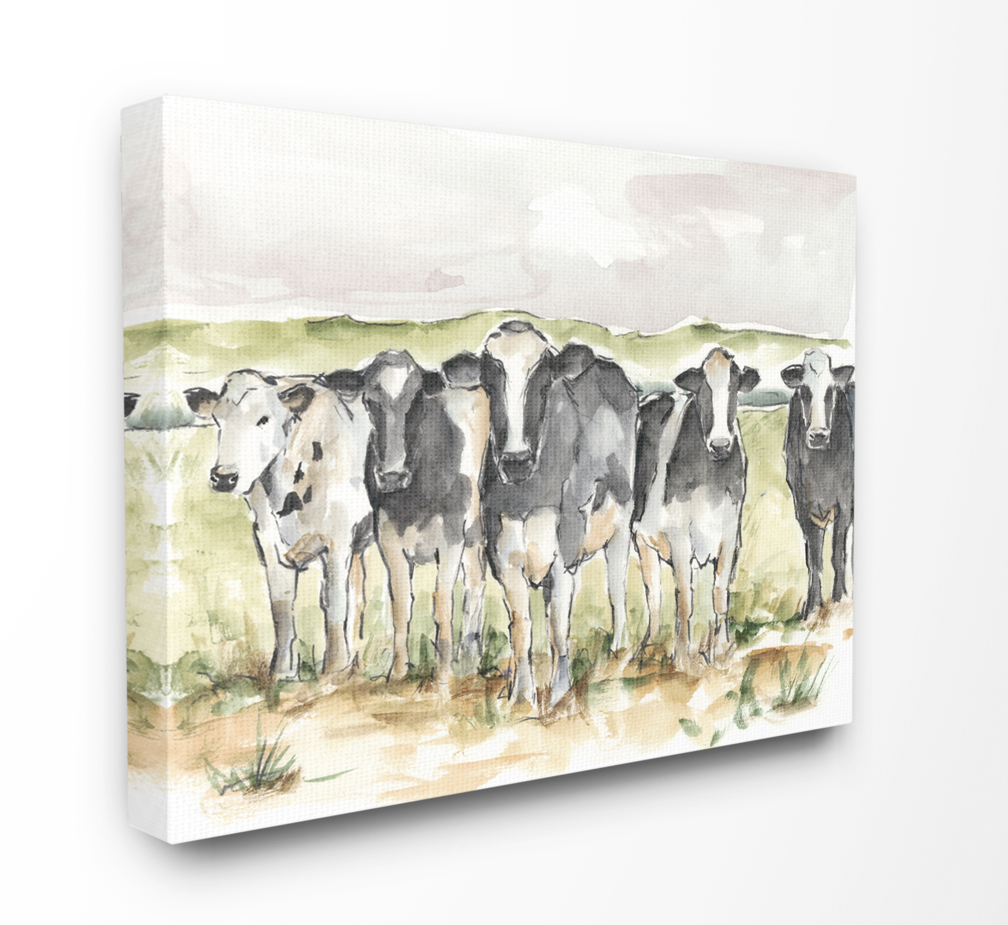 Stupell Industries Cow Pasture Farm Animal Landscape Watercolor ...