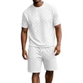 Ceisia Men Checkerboard Embossed Short Sleeve Tee and Drawstring Shorts ...