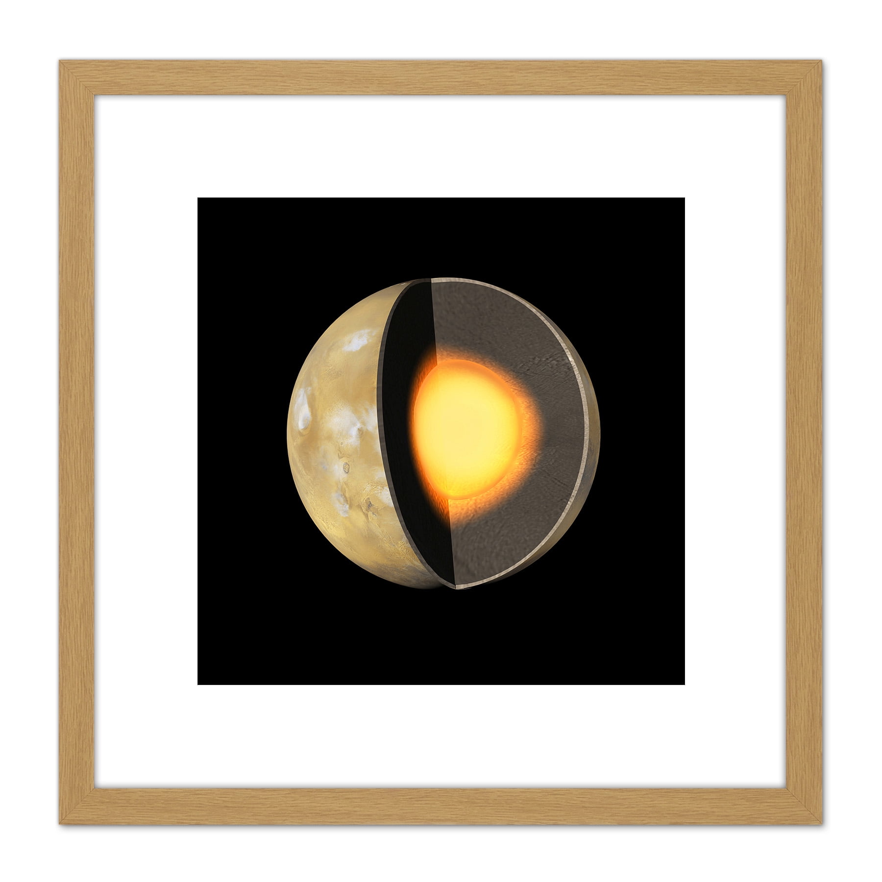 Space NASA Planet Mars Interior Core Mantle Illustration 8X8 Inch ...