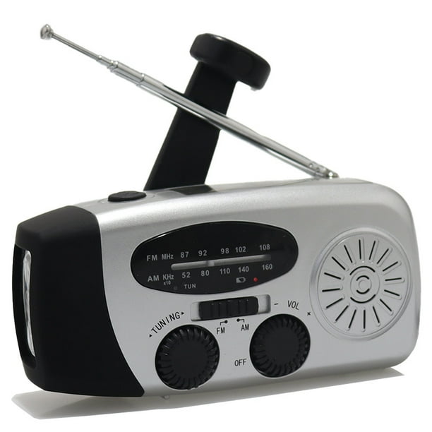 Radio con linterna solar de manivela de 1200 mAh y 3 LED para ...