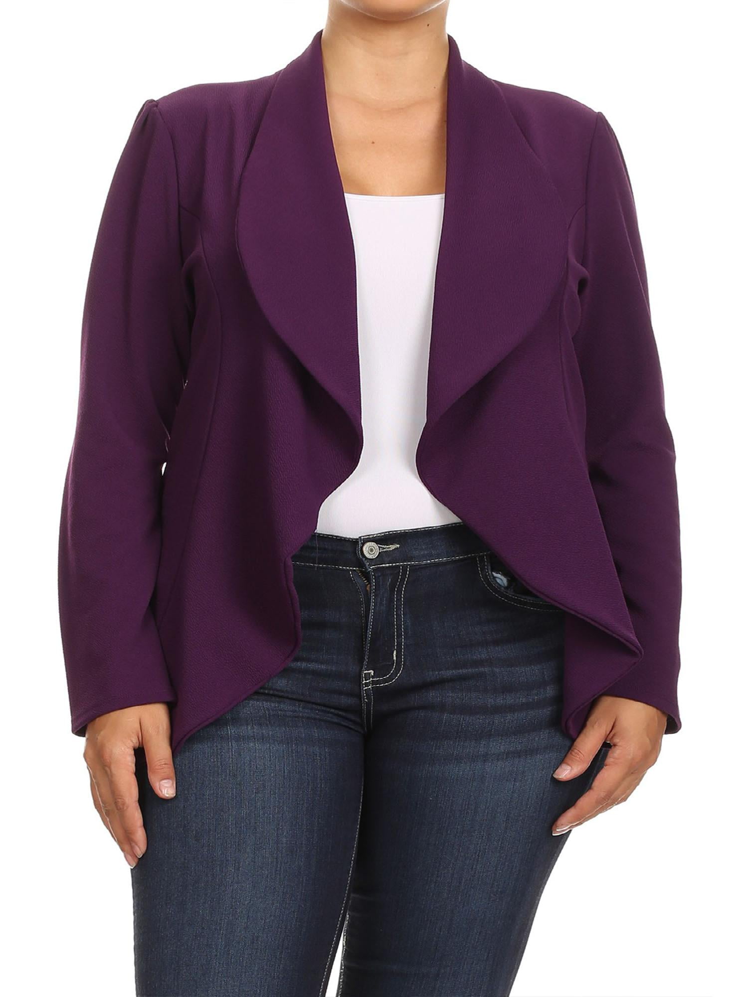 Women's Plus Size Casual Long Sleeve Open Front Jacket Blazer Made in ...