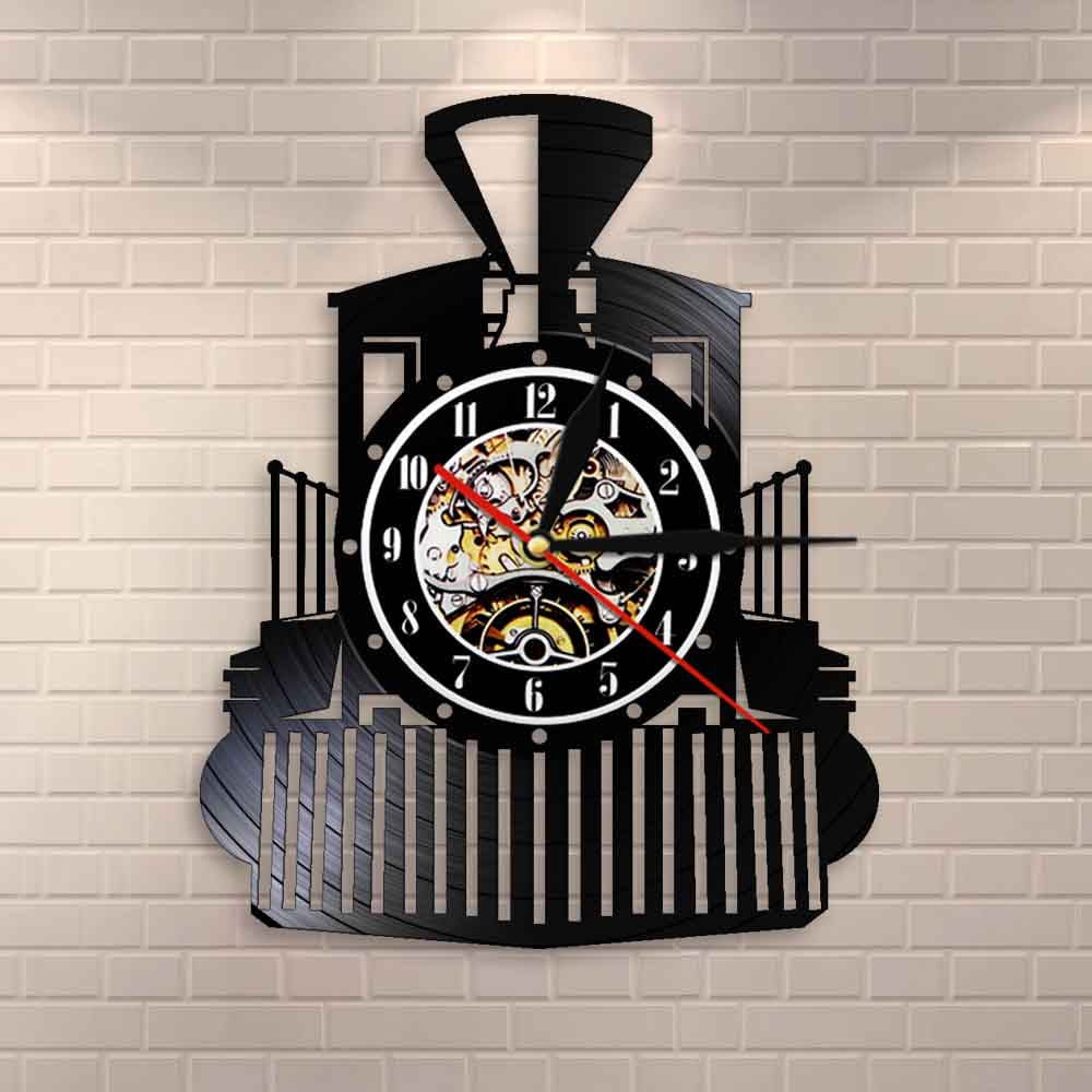 Vintage Steam Locomotive Wall Clock Locomotive Train Vinyl Record Wall ...