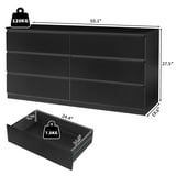 Ktaxon 6-Drawer Wooden Double Dresser, Bedroom Storage Organizer, Black ...