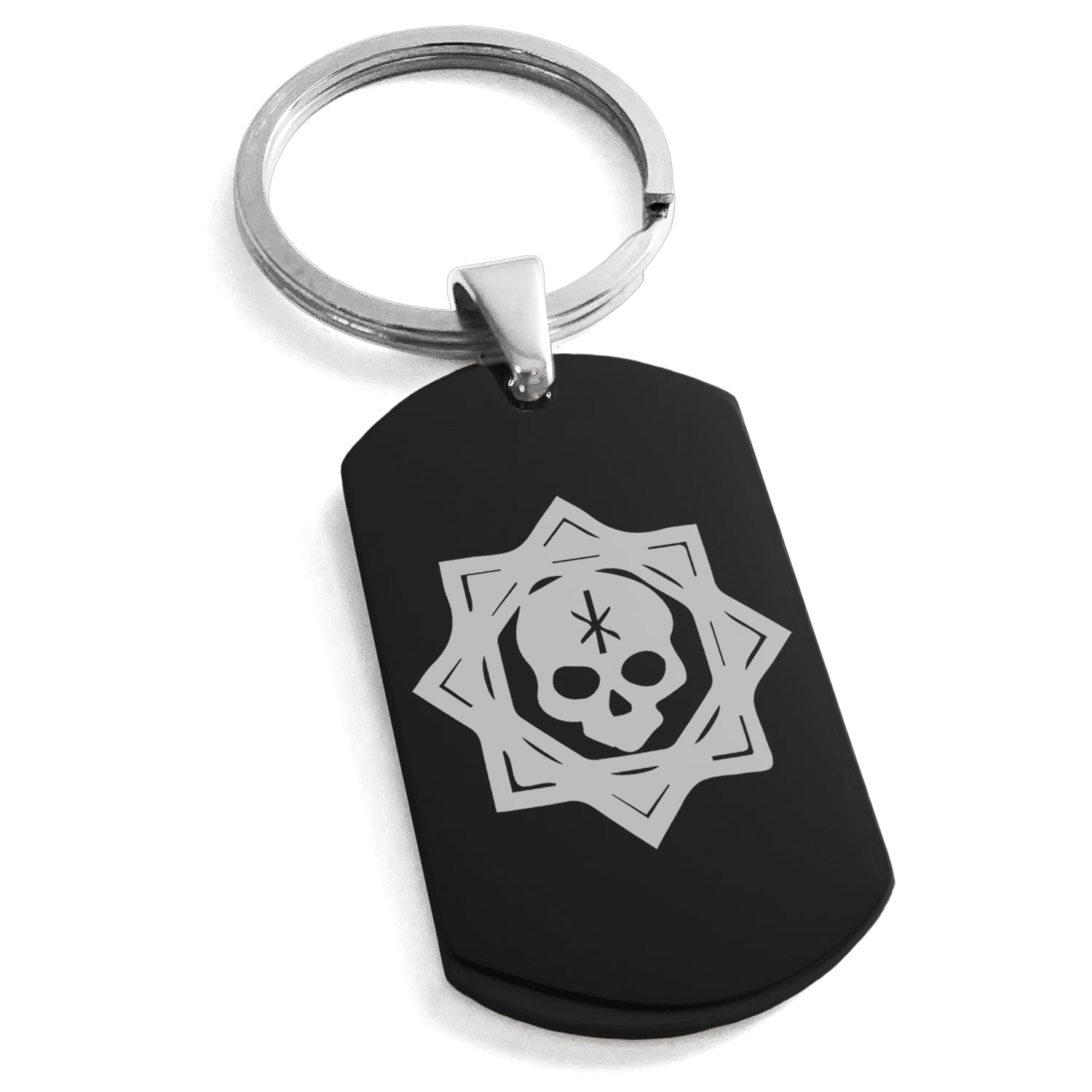 Stainless Steel Necromancy Magic Rune Engraved Dog Tag Keychain Keyring ...