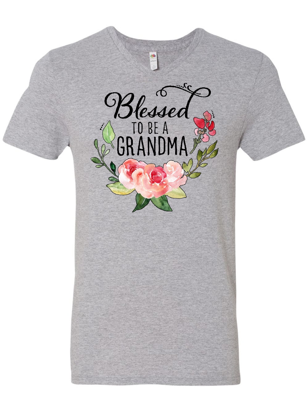 Inktastic Blessed To Be A Grandma With Flowers Mens V Neck T Shirt