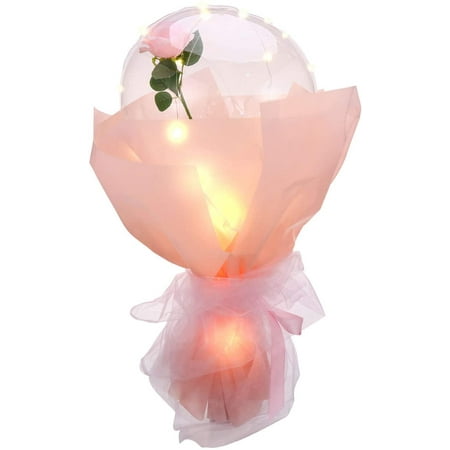 LED Rose Balloon Bouquet 1pc, 50cm Transparent Bubble Balloons Rose ...