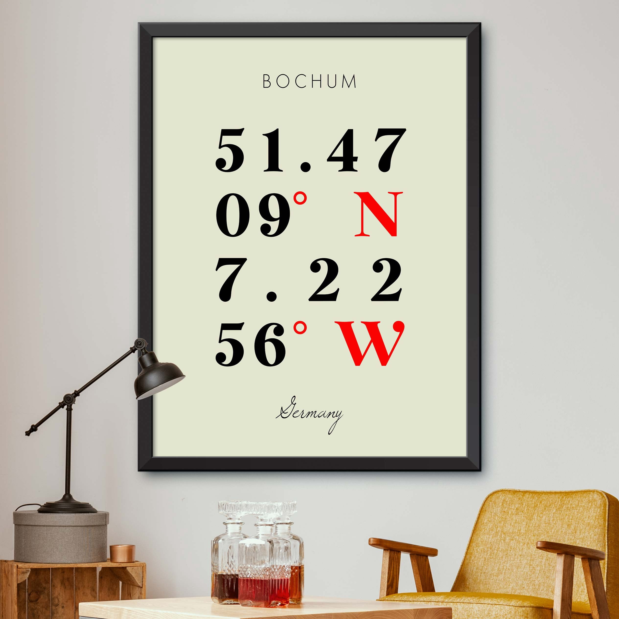 Map of Bochum, Germany, Multiline Coordinates Colored (24x36) - Walmart.com